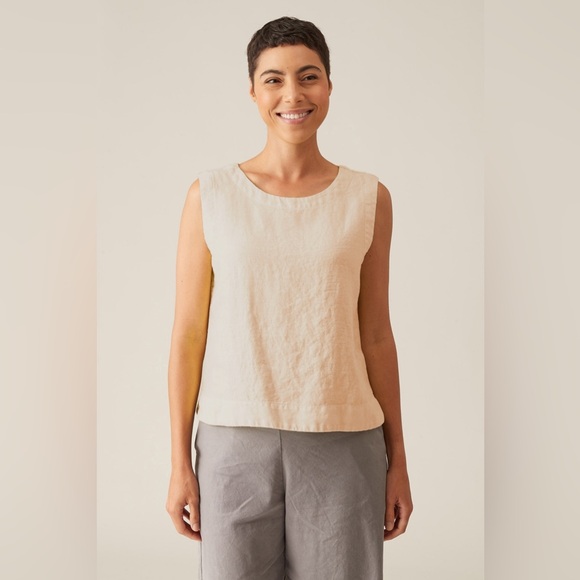 cut loose | Tops | Cut Loose Solid Linen Shell W Wide Facing Sleeveless ...